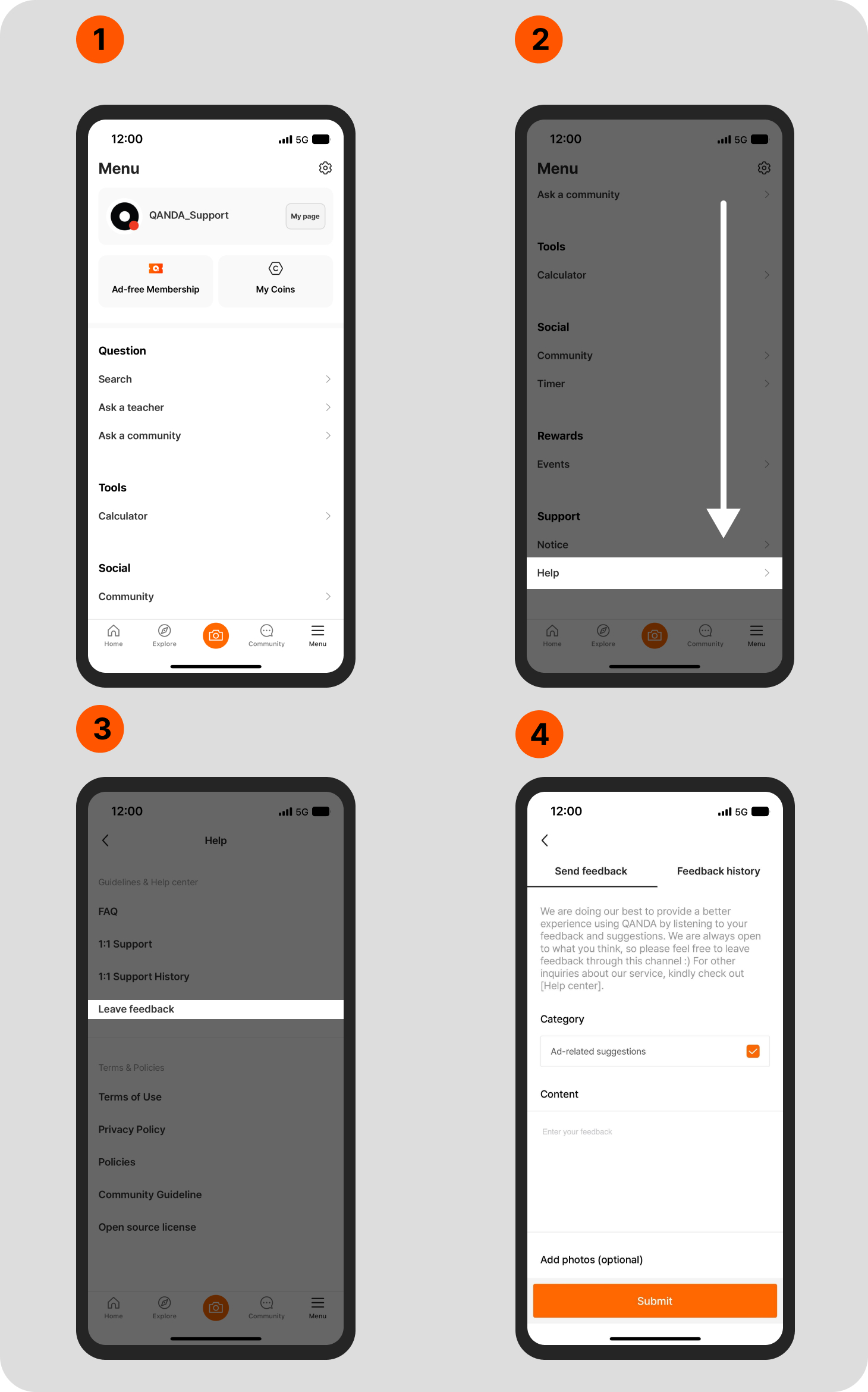 How to share my feedback? – QANDA